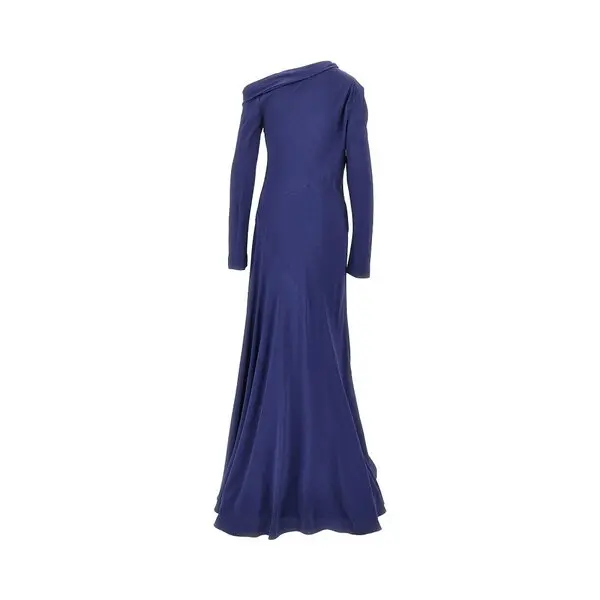 Alberta Ferretti Asymmetrical Neckline Long Dress