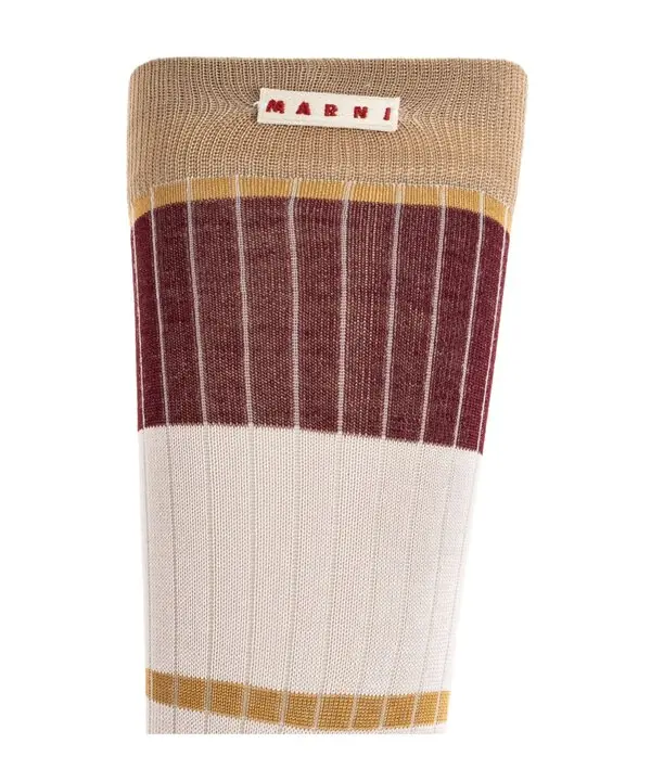 Marni Stripe Pattern Logo Socks