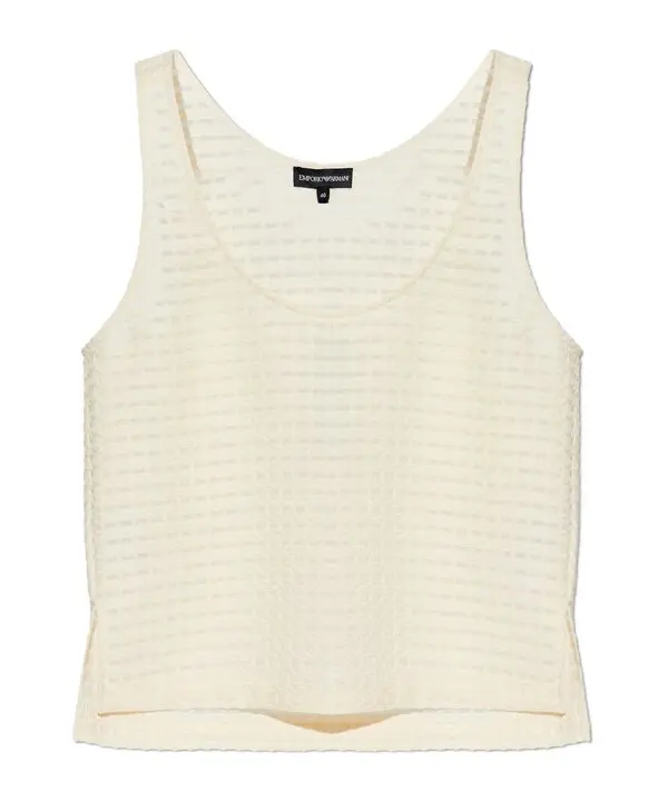 Emporio Armani Sheer Check Sleeveless Top