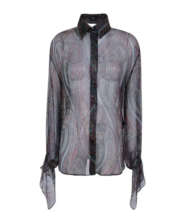 Etro Sheer Paisley Printed Flared Cuff Shirt - Multicolor