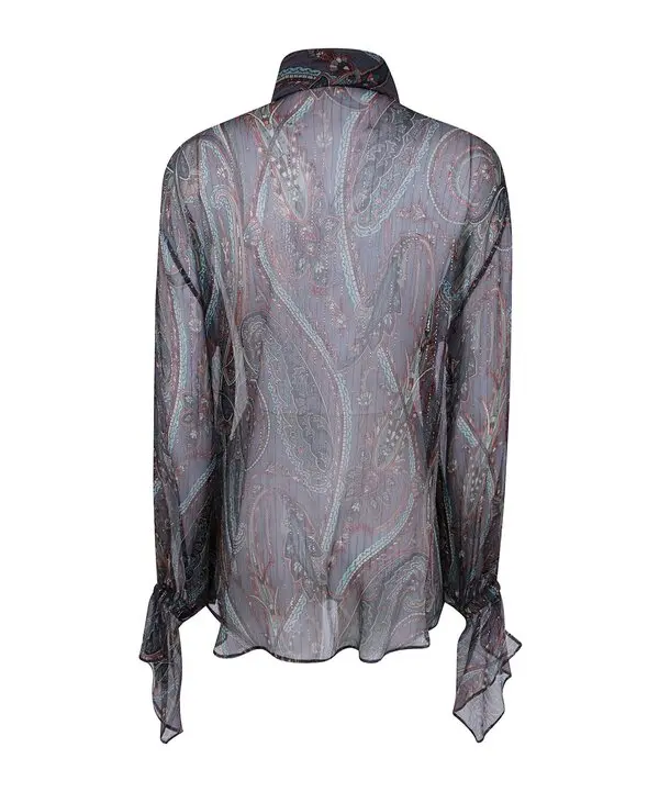 Etro Sheer Paisley Printed Flared Cuff Shirt - Multicolor