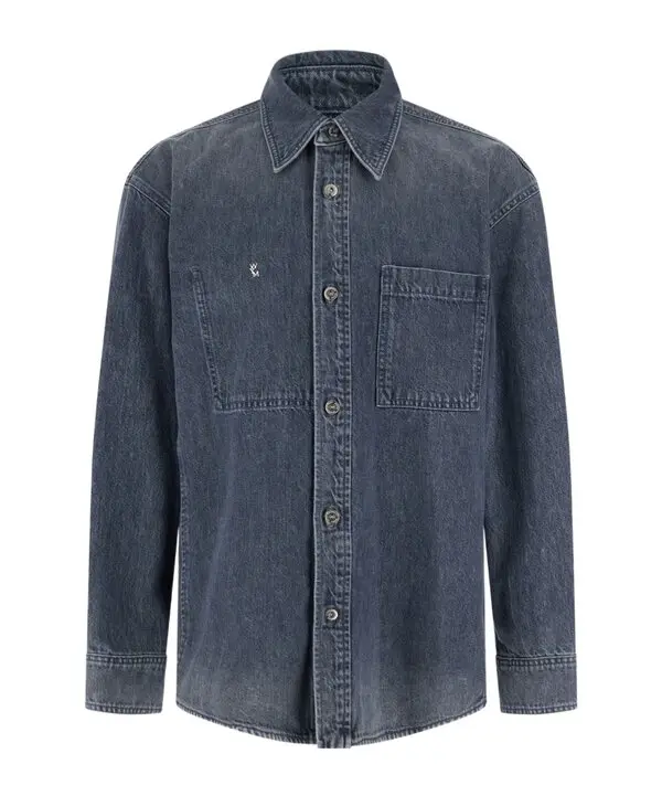 WOOYOUNGMI Graphic Back Denim Shirt - Blue