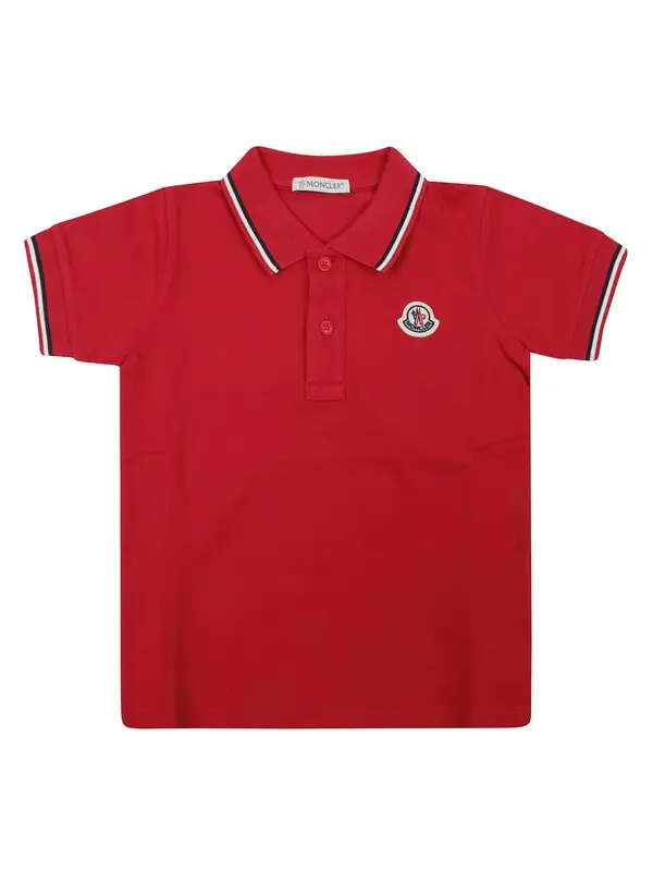 Moncler Logo-patch Tipped Polo Shirt - Red