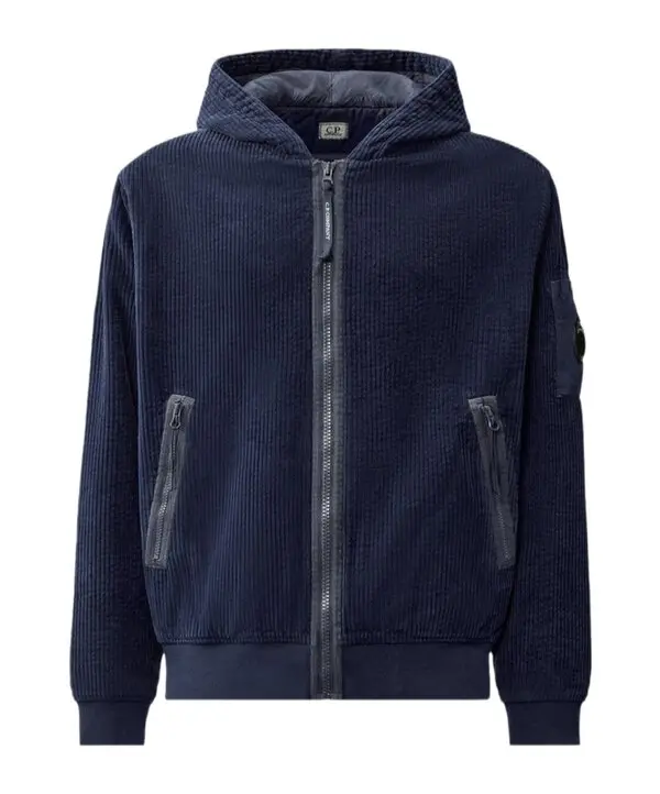 C.P. COMPANY Hooded Lens Padded Sweatshirt - Blue