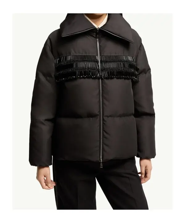 Moncler Manchot Beaded-trim Mid-length Down Jacket
