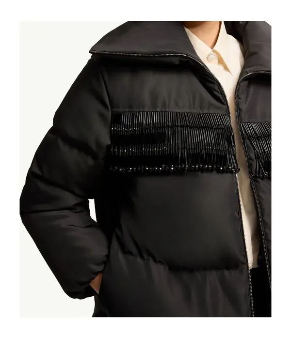 Moncler Manchot Beaded-trim Mid-length Down Jacket