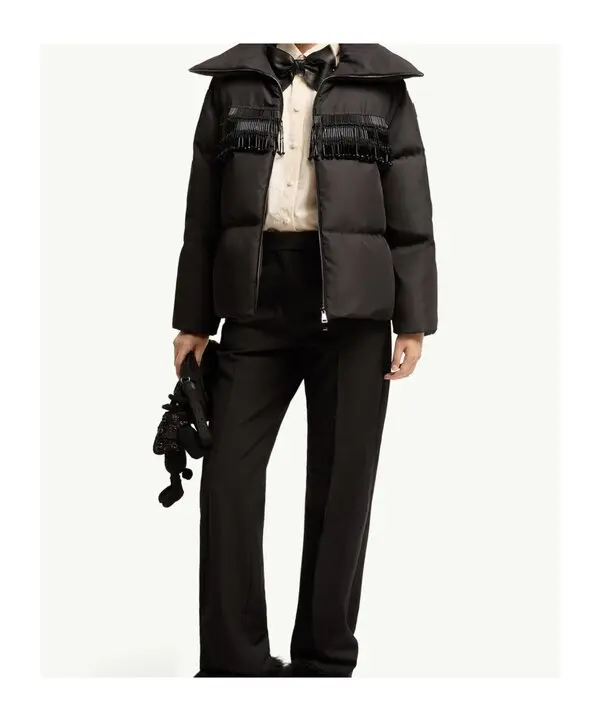 Moncler Manchot Beaded-trim Mid-length Down Jacket