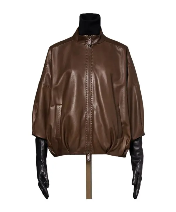 Max Mara Mxtlanoso Lambskin Zip Jacket - Mud