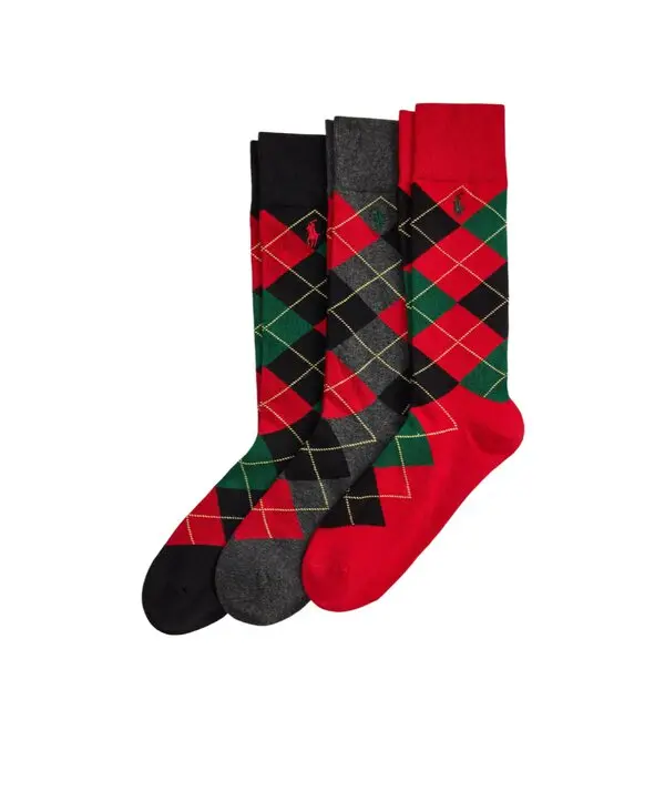 Polo Ralph Lauren 3-pack Argyle Jacquard Mid-calf Socks