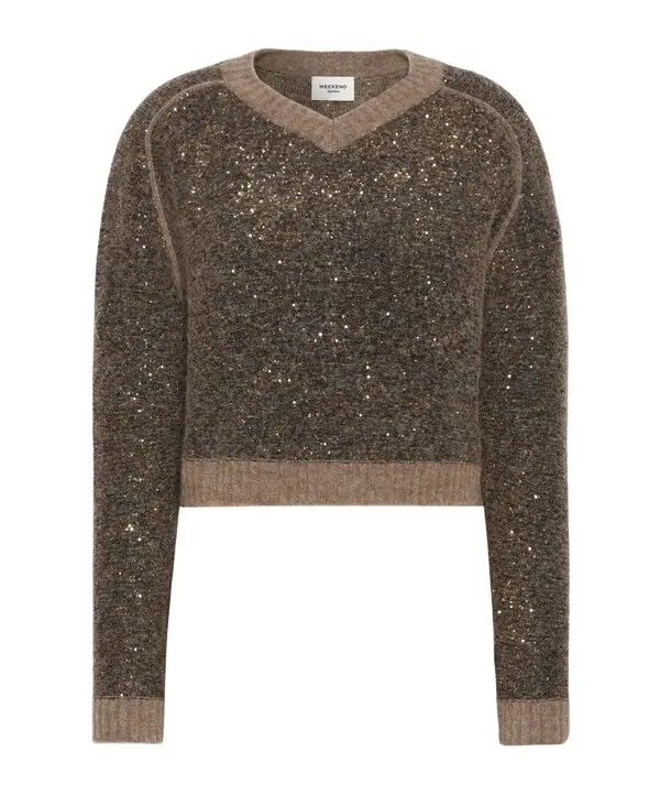 Max Mara Cropped Alpaca-blend Sweater Marron Glace - Hazel