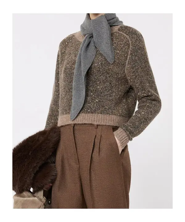 Max Mara Cropped Alpaca-blend Sweater Marron Glace