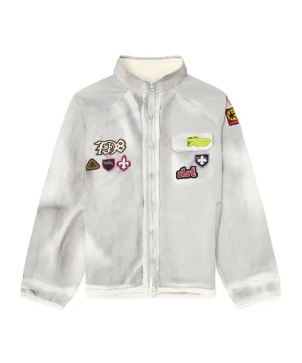 DIESEL® Windbreaker With Trompe Loeil Patches - Light Gray