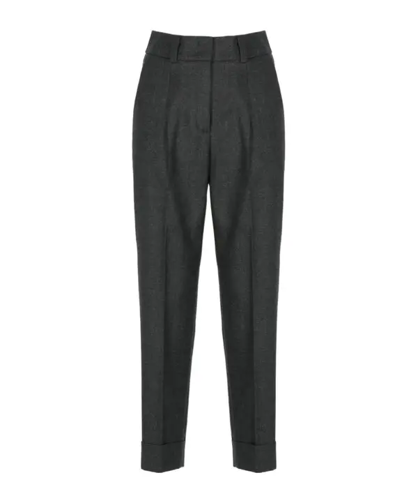 Peserico Cuffed Straight-leg Pants - Dark Grey