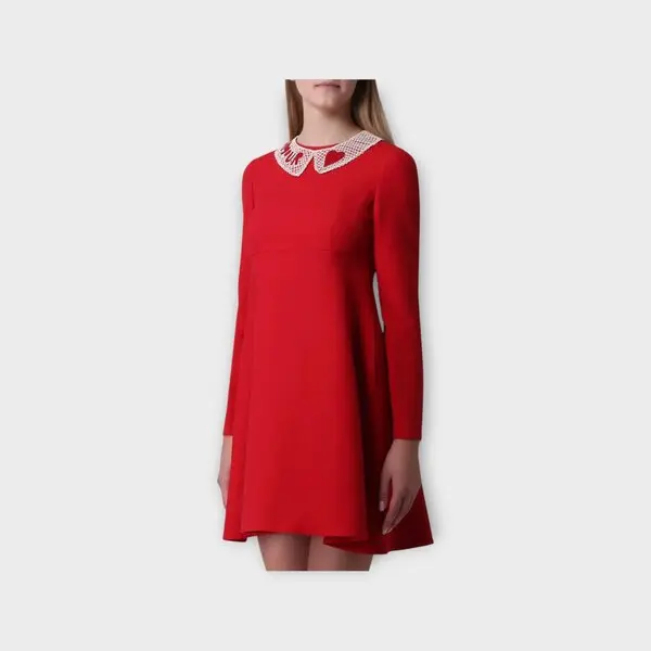 Valentino Garavani Lamour Crewneck Long-sleeved Dress