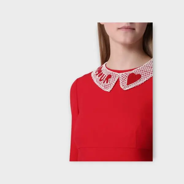 Valentino Garavani Lamour Crewneck Long-sleeved Dress