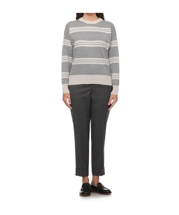 Peserico Striped Crew-neck Knitted Sweater