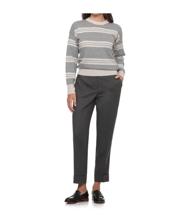 Peserico Striped Crew-neck Knitted Sweater