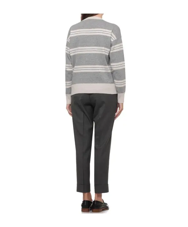 Peserico Striped Crew-neck Knitted Sweater
