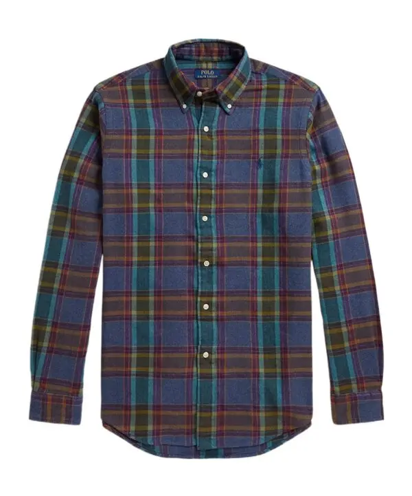 Polo Ralph Lauren Classic Fit Plaid Brushed Flannel Shirt - Blue Heather