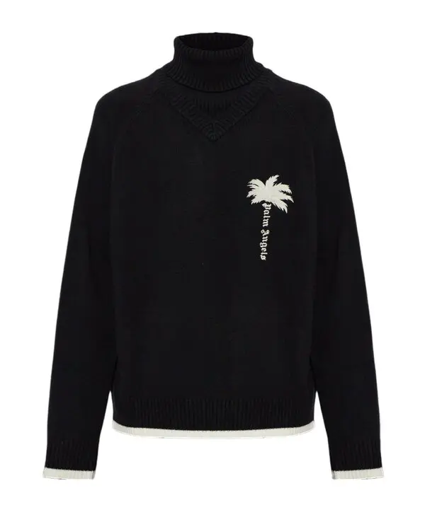 Palm Angels Long-sleeved Turtleneck Knit Top