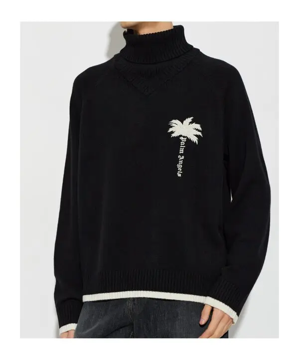 Palm Angels Long-sleeved Turtleneck Knit Top