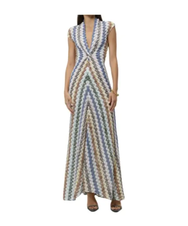 Missoni Long Lace Dress With Knot Detail - Gray
