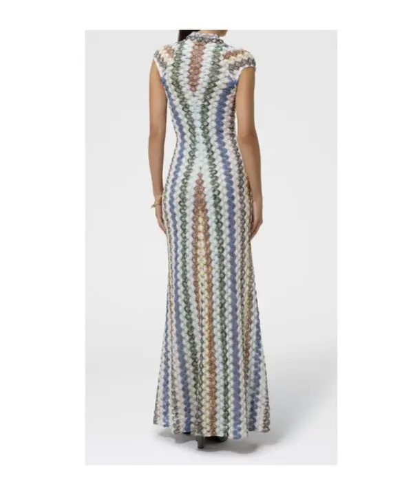 Missoni Long Lace Dress With Knot Detail - Gray