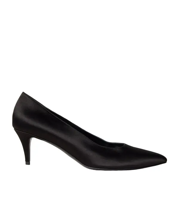 Celine Midi Pump In Satin - Black