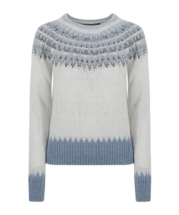 Ermanno Scervino Embellished Fair Isle Knitted Sweater