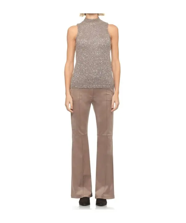 D.exterior Sequined High Neck Knitted Top