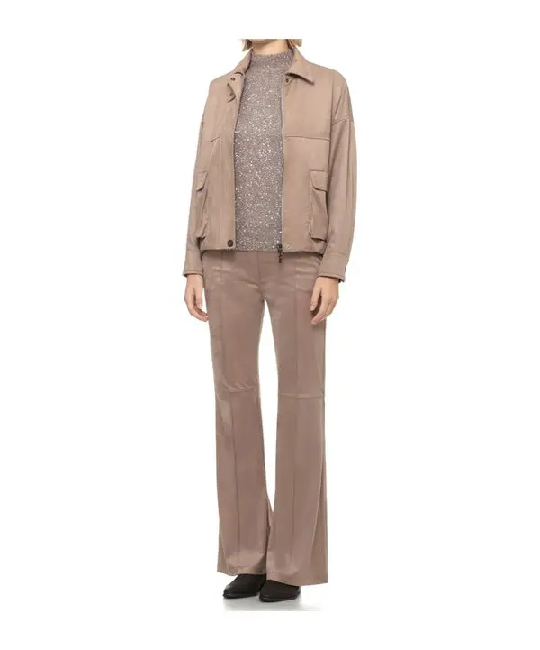 D.exterior Sequined High Neck Knitted Top