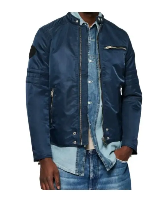 DIESEL® Stand-collar Long-sleeve Zip-up Jacket - Blue