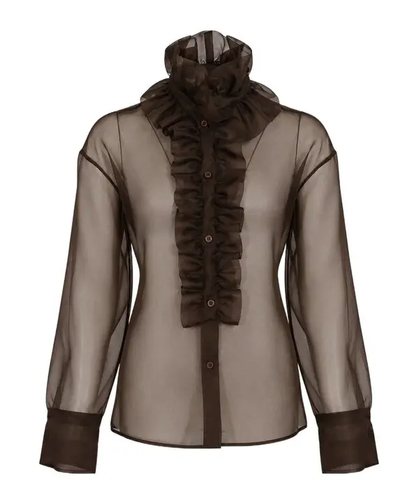 D.exterior Sheer Ruffled Tops