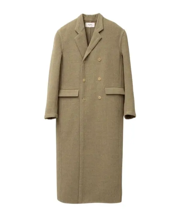 Celine Coat In Wool And Silk - Light Khaki Blend