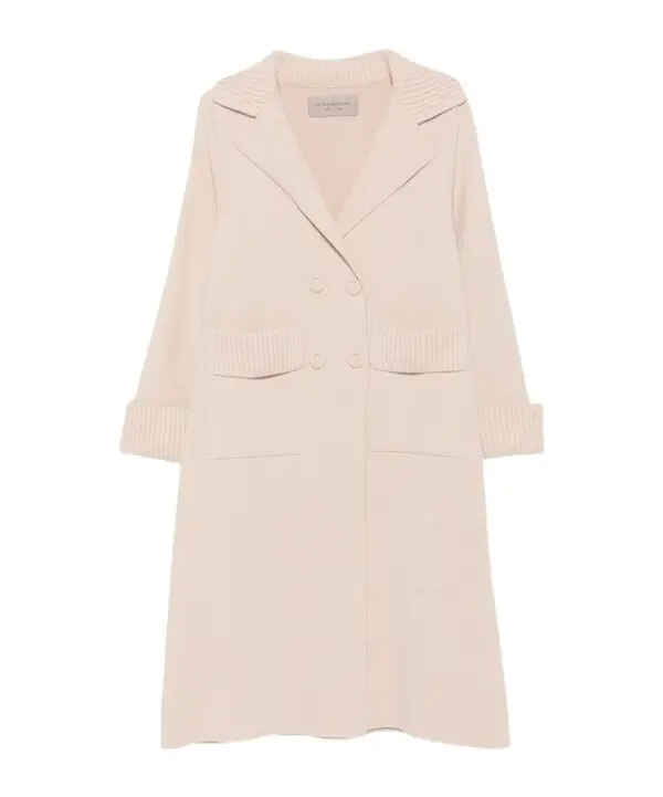 D.exterior Ribbed Trim Double-breasted Coat