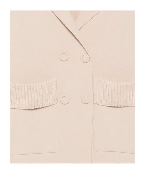 D.exterior Ribbed Trim Double-breasted Coat