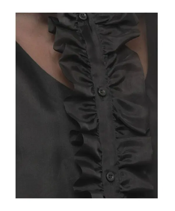 D.exterior Ruffled Sheer Button-up Top