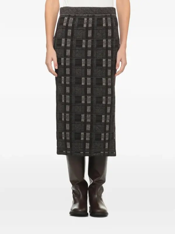 D.exterior Checked Pencil Skirt