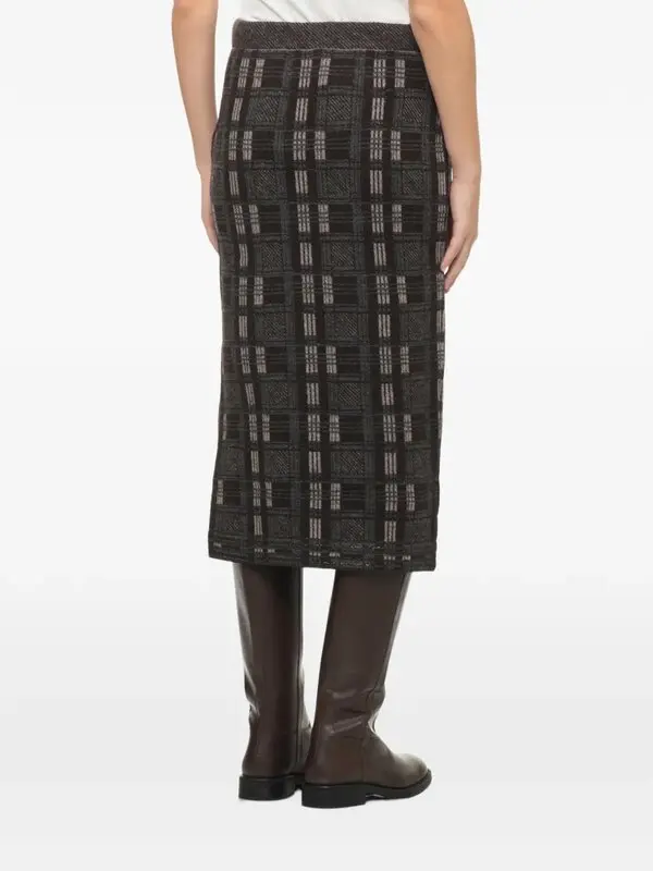 D.exterior Checked Pencil Skirt