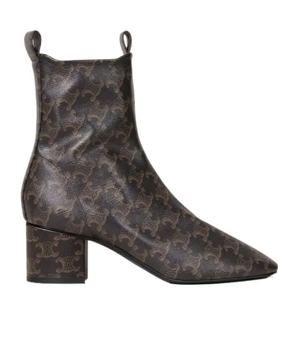 Celine Round-toe Short Boots - Black/brown