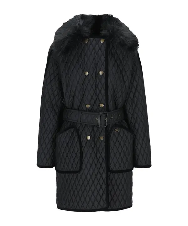 Burberry Quilted Belted Coat - Black