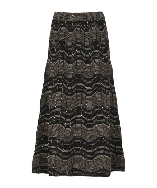 D.exterior Sequined Geometric Knit Skirt