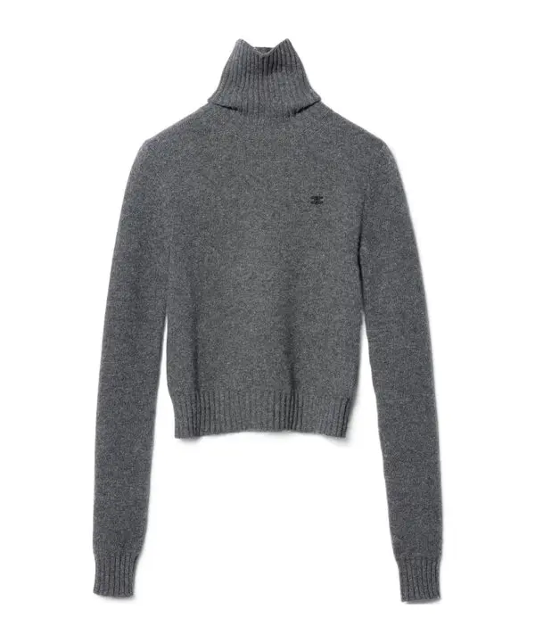 Celine Turtleneck Sweater In Wool And Cashmere - Dark Grey