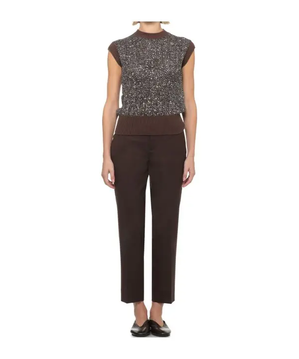 D.exterior Sequined Sleeveless Knitted Top