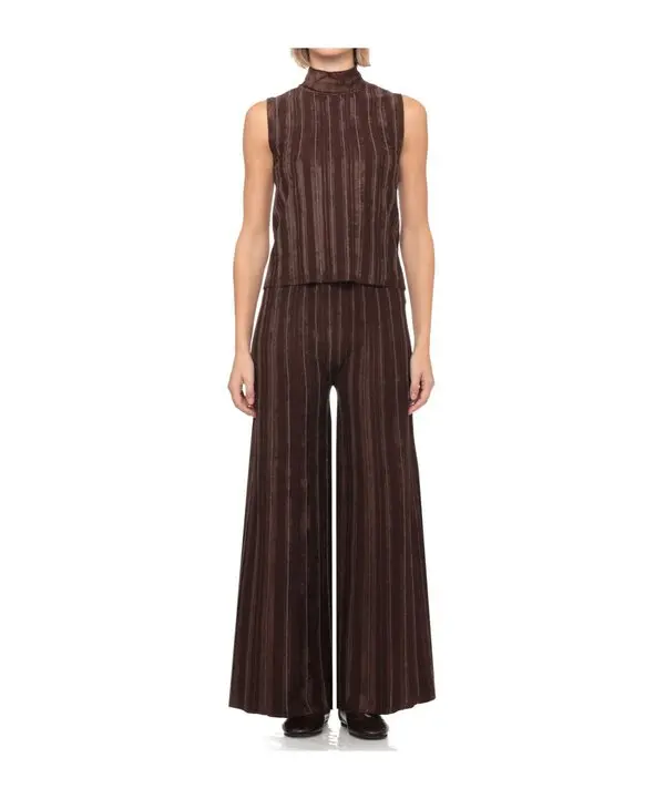 D.exterior Striped High-neck Sleeveless Top