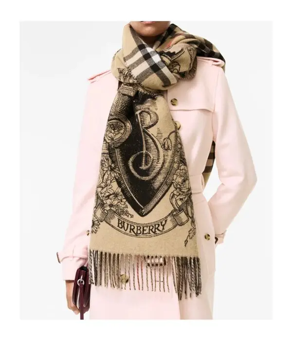 Burberry Reversible Etched Knight Cashmere Scarf