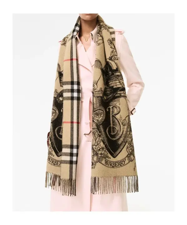 Burberry Reversible Etched Knight Cashmere Scarf