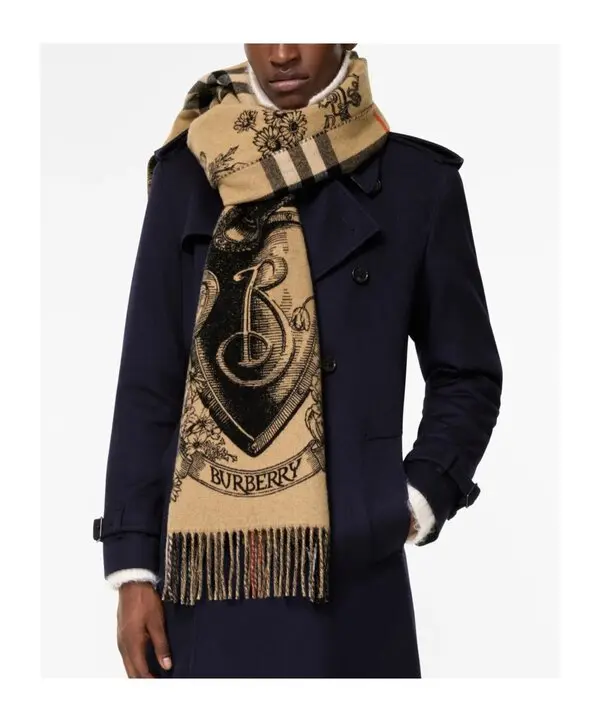 Burberry Reversible Etched Knight Cashmere Scarf