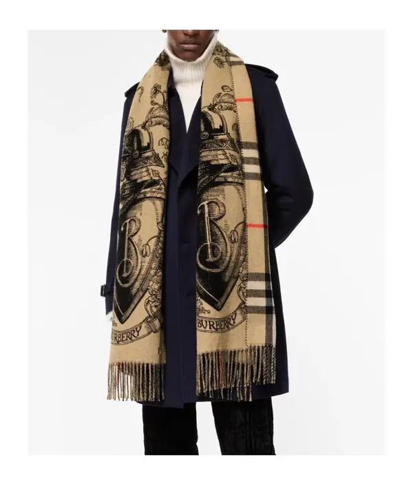 Burberry Reversible Etched Knight Cashmere Scarf
