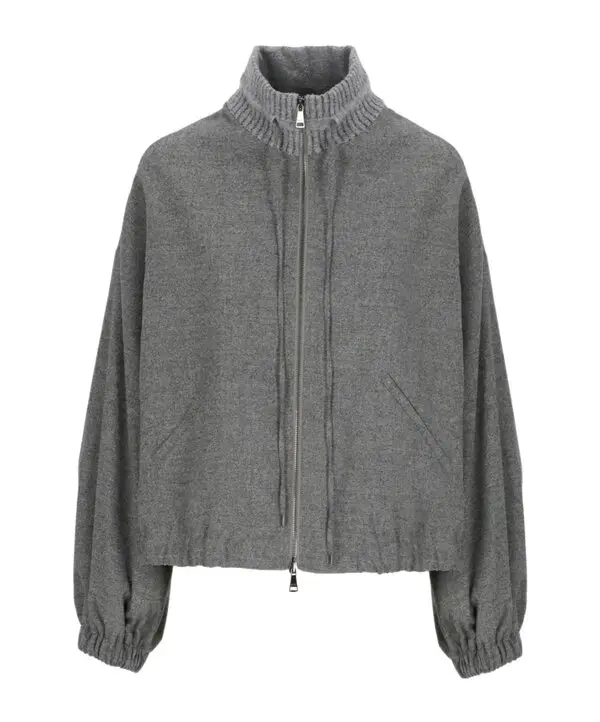 D.exterior Ribbed-collar Bomber Jacket - Grey